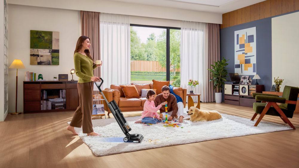 vacuuming wool loop carpet